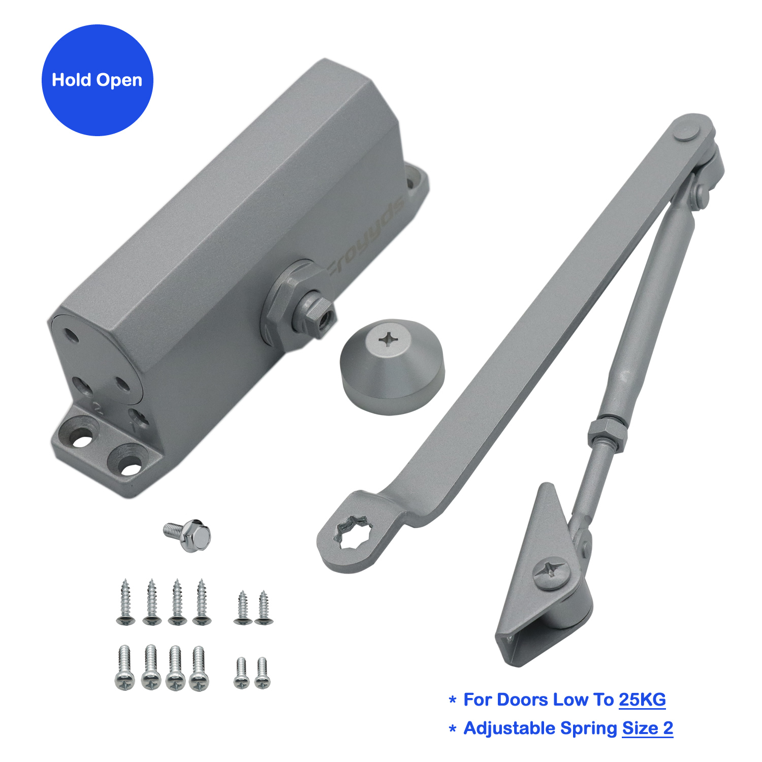 FR5012AD Hydraulic Door Closer, Adjustable Spring Size 2, Regular Arm ...